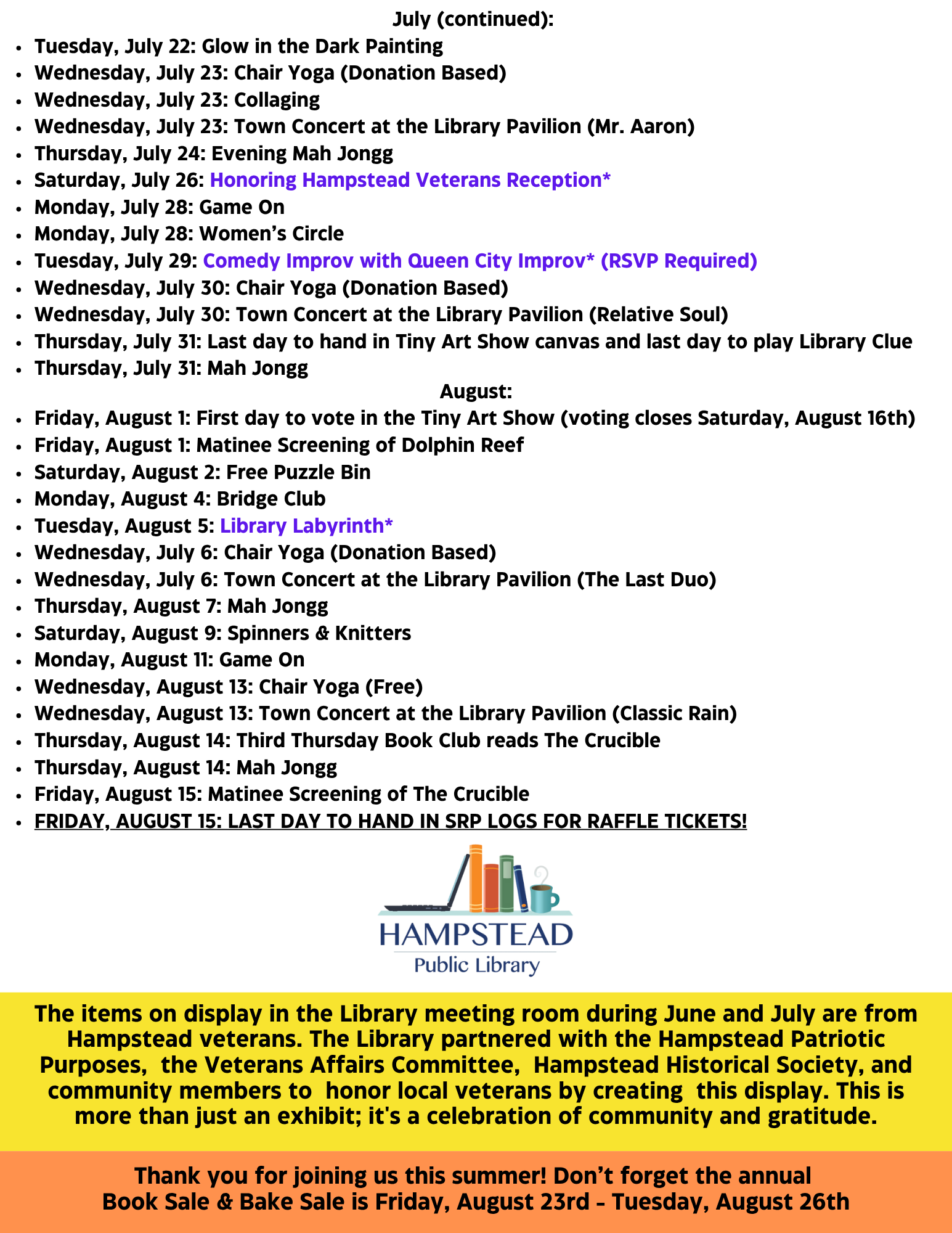 2025 Adult Summer Program! | Hampstead Public Library